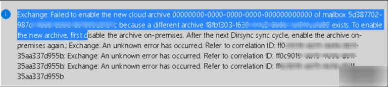 Fix Failed To Sync The ArchiveGuid Error