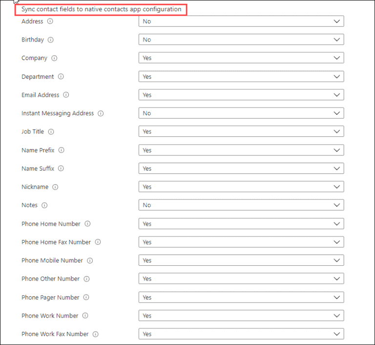 Intune: Sync Outlook Contacts To Native App Automatically