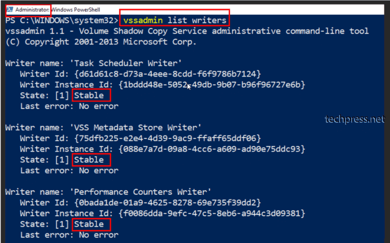Troubleshoot Volume Shadow Copies (VSS) On Windows