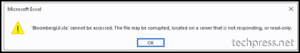 Excel Cannot Access BloombergUI.xla. The Document May Be Read-only Or Encrypted.